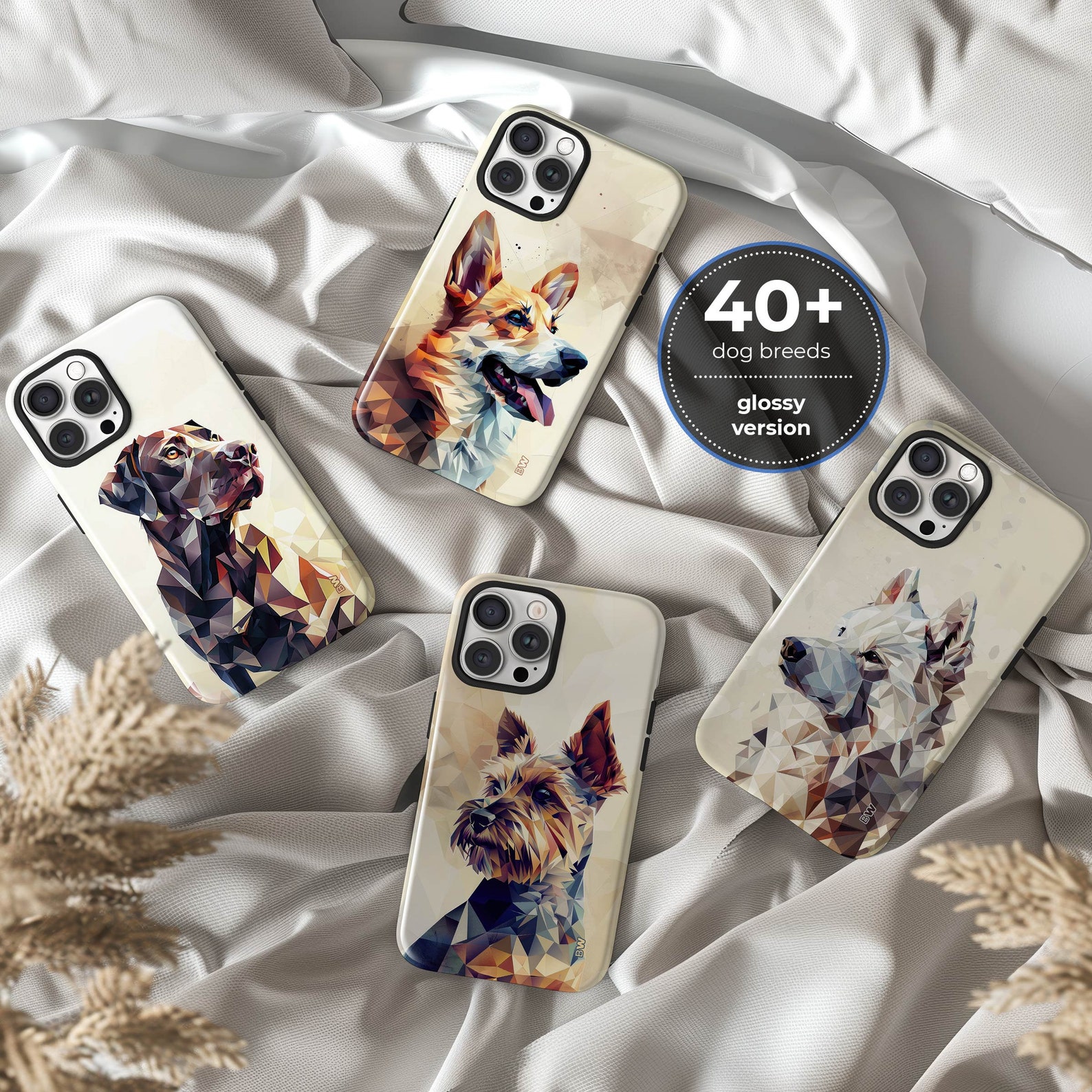 Dog Breeds Glossy Aesthetic Dog Lover Phone Case for iPhone 17 16 15 14 ...