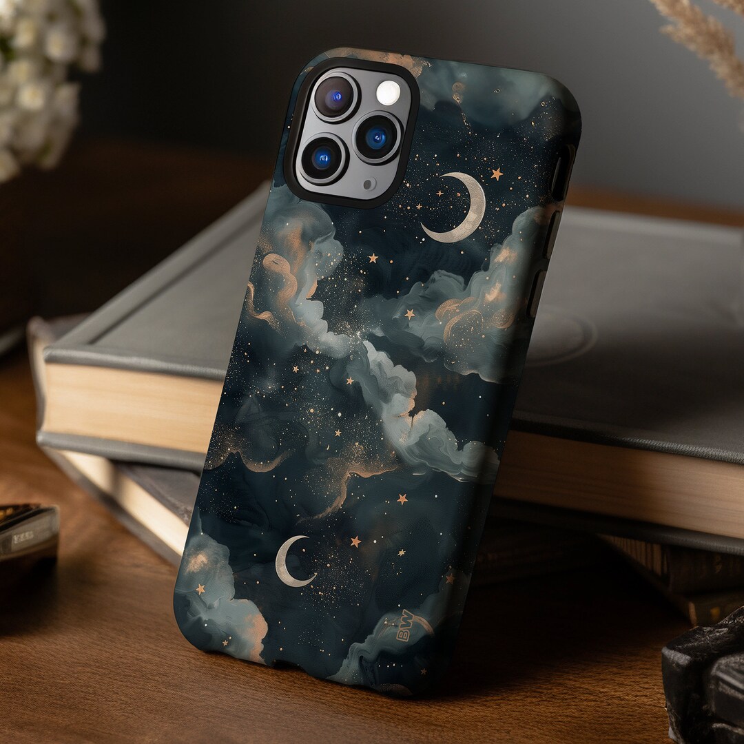 Stars and Moons Astral Surreal Celestial Phone Case for iPhone 16 15 14 ...
