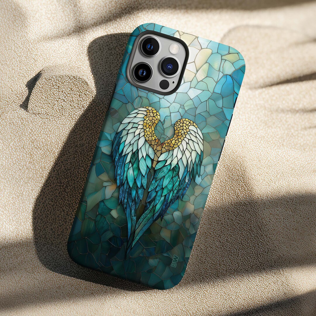 Angel Wing Mosaic Stained Glass Aesthetic Phone Case for iPhone 8 X XR ...