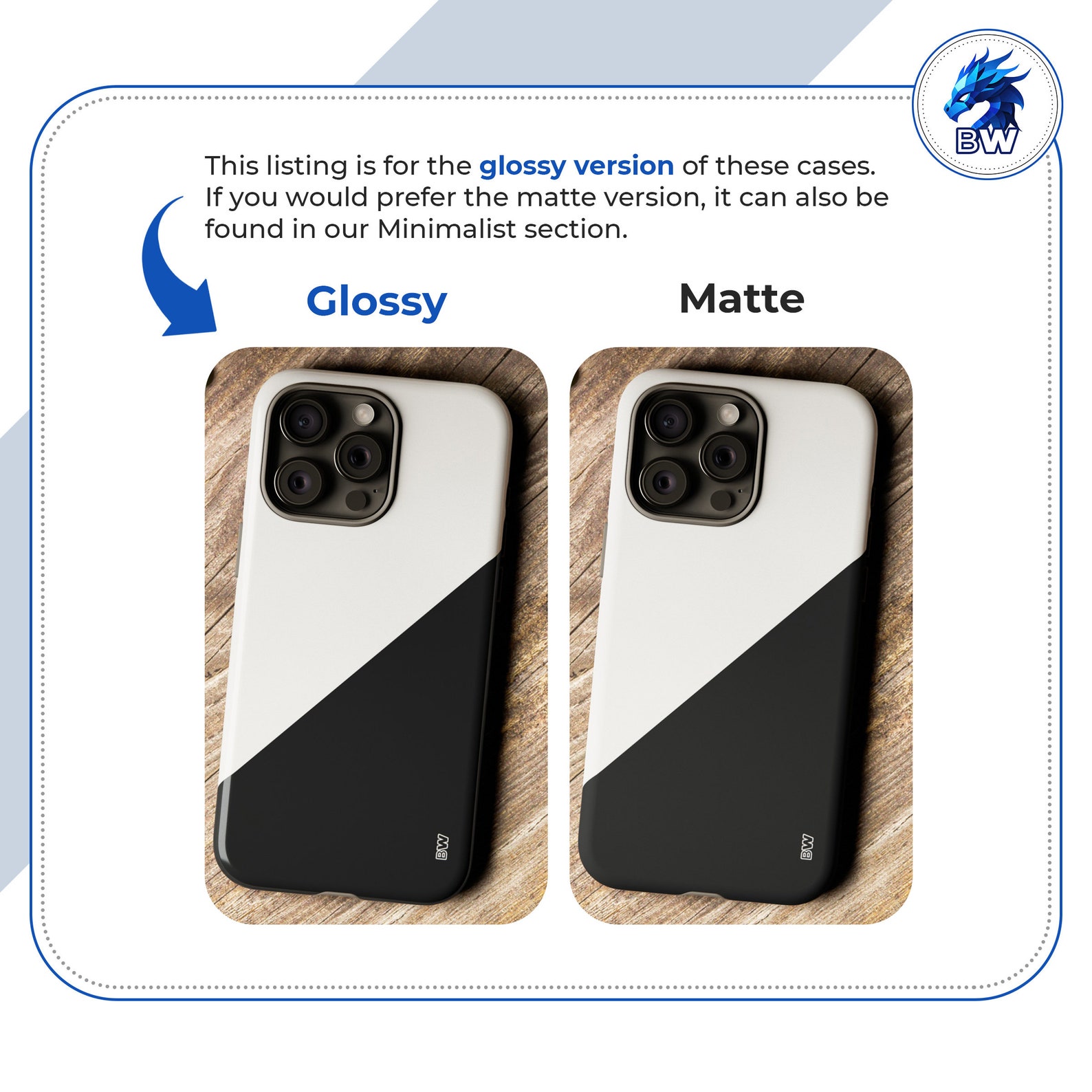 Minimalist Diagonal Two-tone Glossy Phone Case Cover for iPhone 15 14 ...