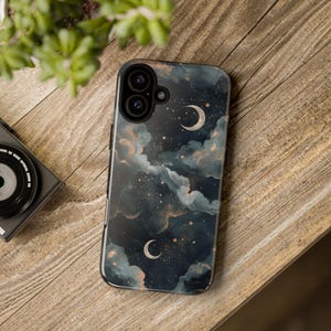 Stars and Moons Astral Surreal Celestial Phone Case for iPhone 16 15 14 ...