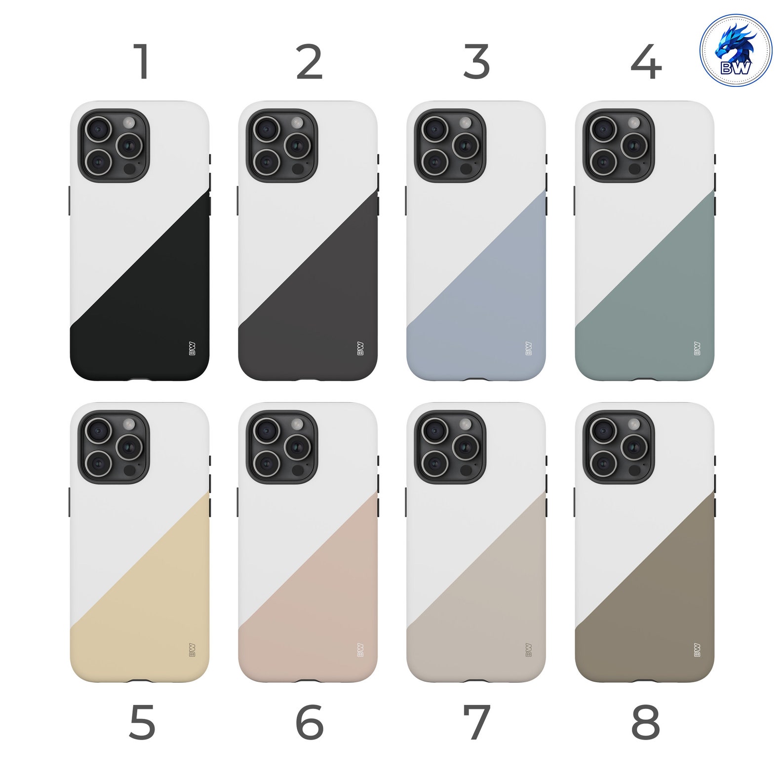 Minimalist Diagonal Two-tone Matte Phone Case Cover for iPhone 15 14 13 ...