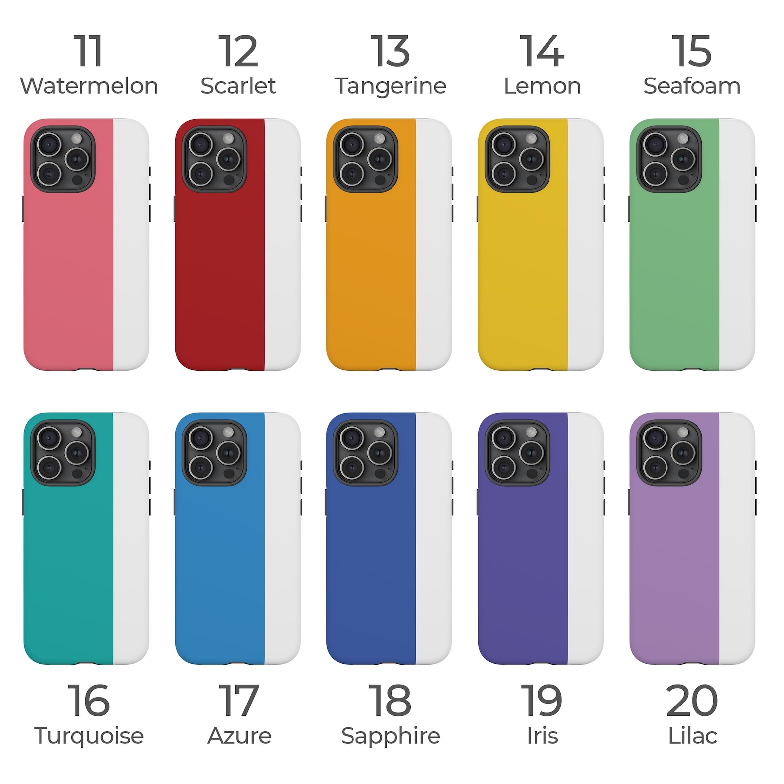 Minimalist Vertical Two-tone Matte Phone Case Cover for iPhone 17 16 15 ...