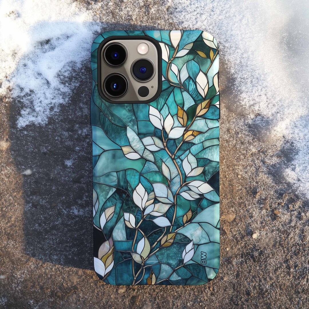 White Leaf Mosaic Stained Glass Aesthetic Phone Case for iPhone 8 X XR ...