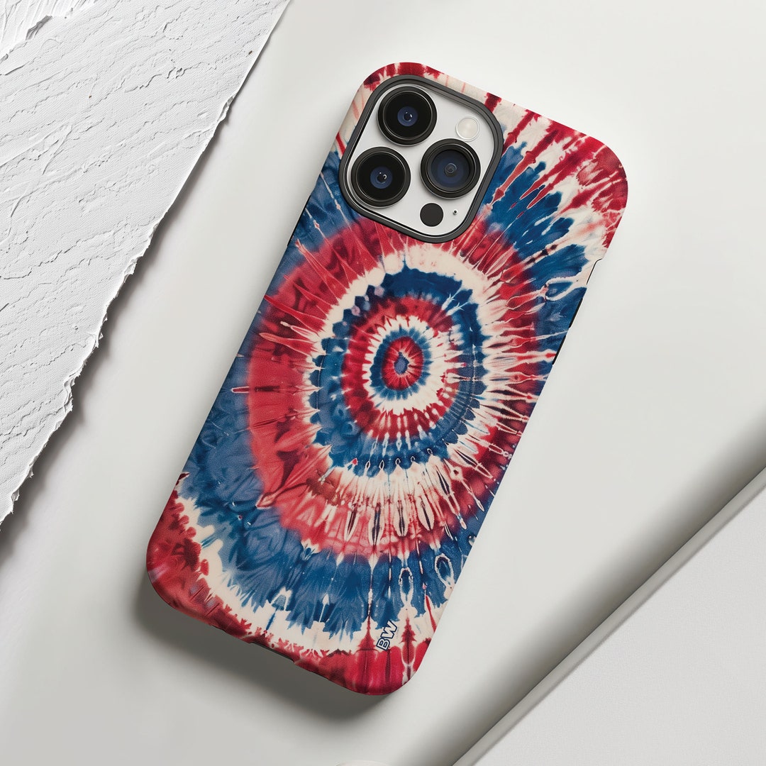 Red White and Blue Psychedelic Tie Dye Phone Case for iPhone 8 X XR XS ...