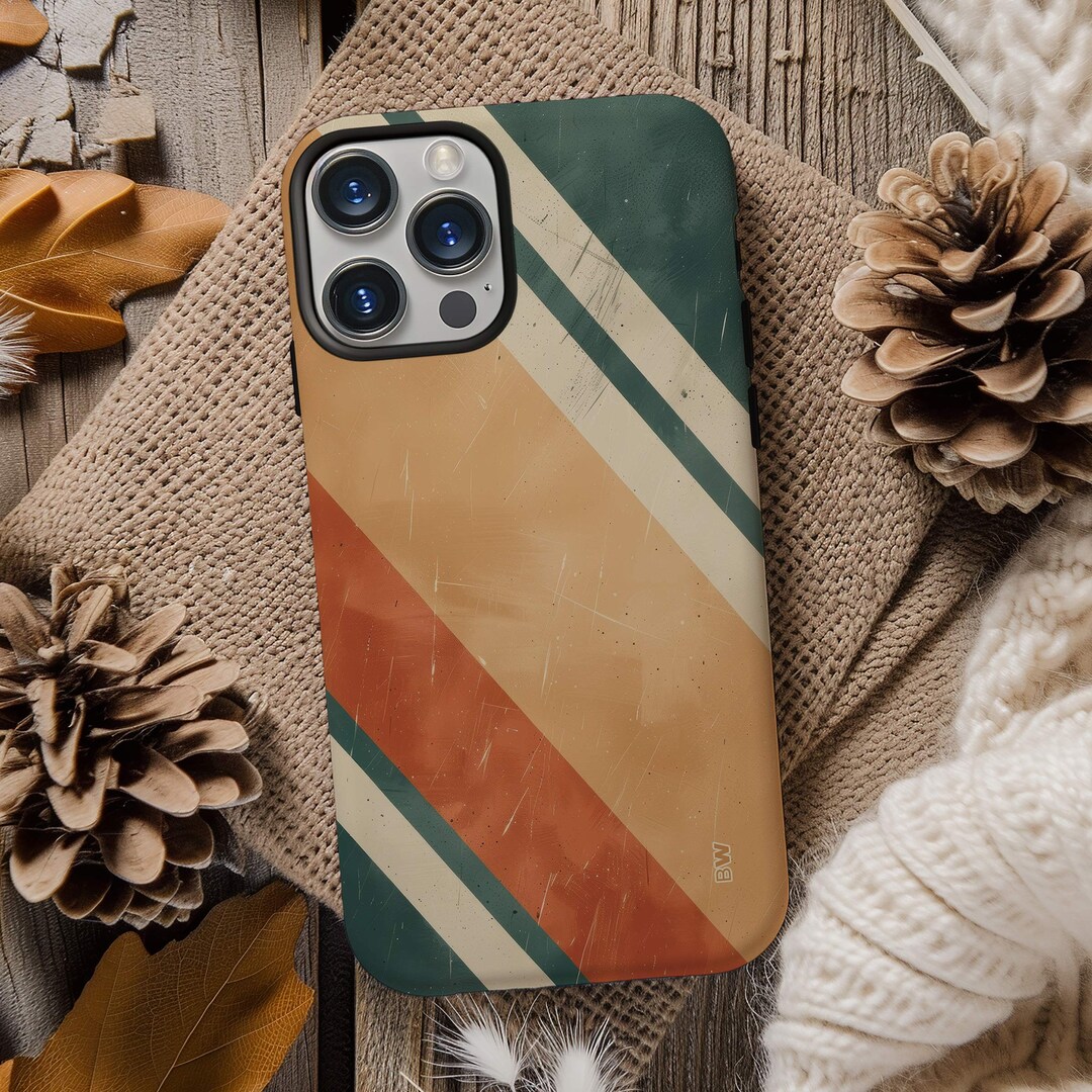 Diagonal Tan and Brown Retro Stripes Phone Case Cover for iPhone 15 14 ...