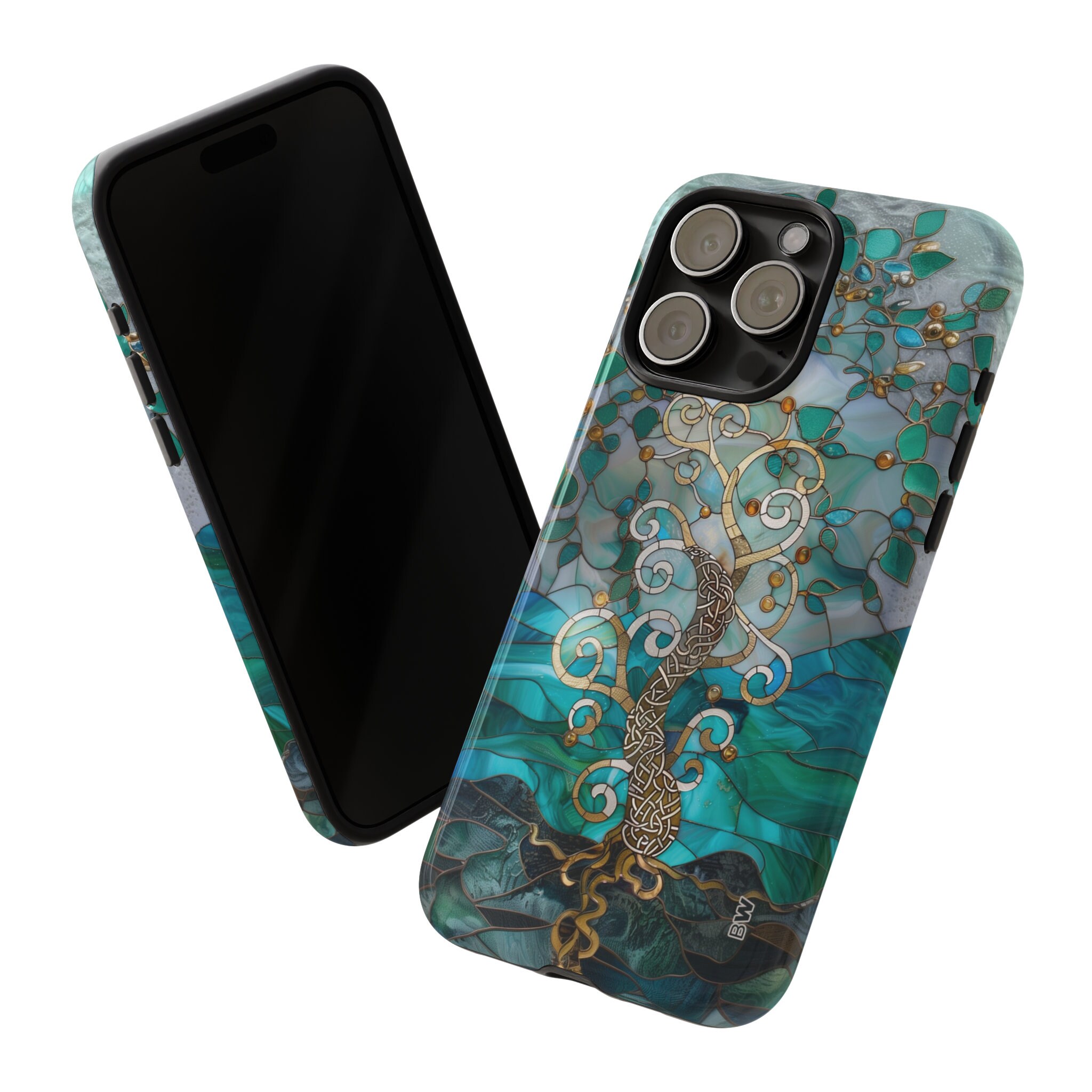 Celtic Tree of Life Stained Glass Mosaic Phone Case for iPhone 15 14 13 ...