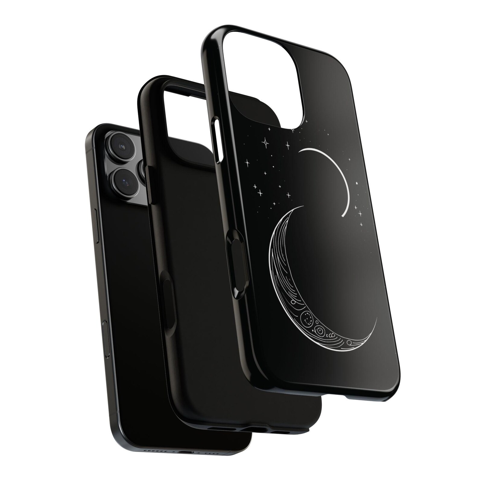 Crescent Moon on Black Boho Aesthetic Phone Case Cover for iPhone 8 X ...