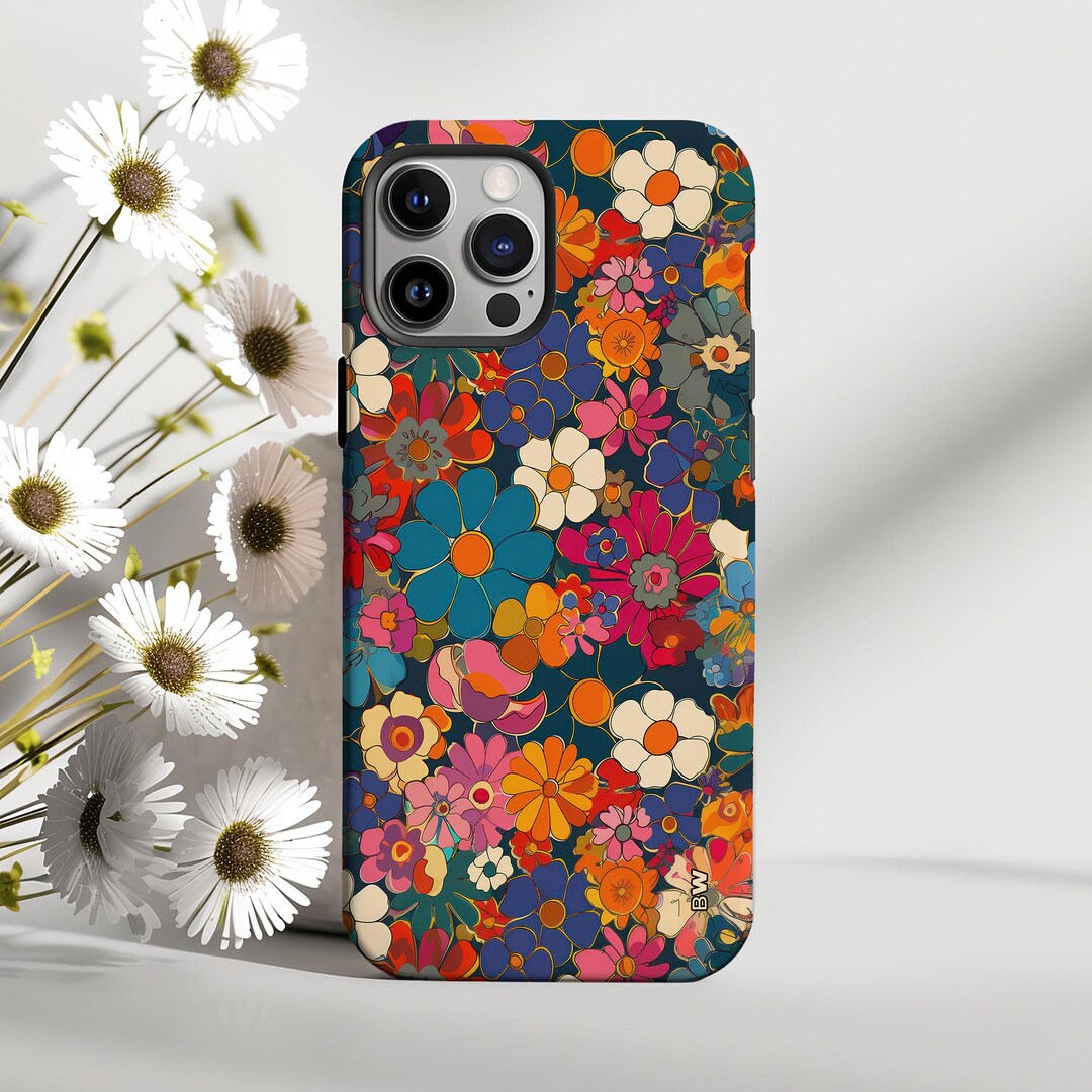 1960s Hippie Flowers Retro 60s Aesthetic Phone Case for iPhone 15 14 13 ...