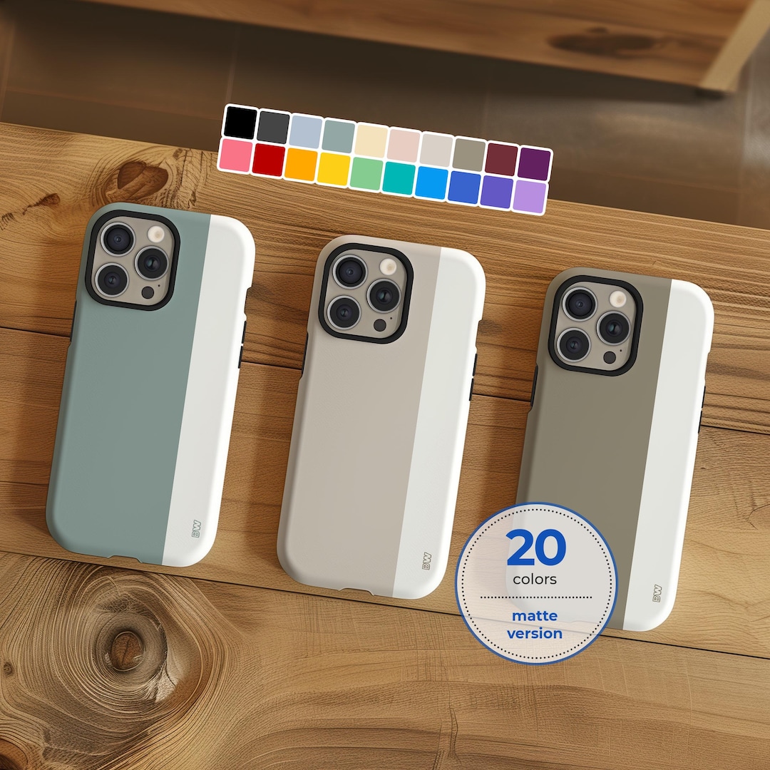 Minimalist Vertical Two-tone Matte Phone Case Cover for iPhone 16 15 14 ...