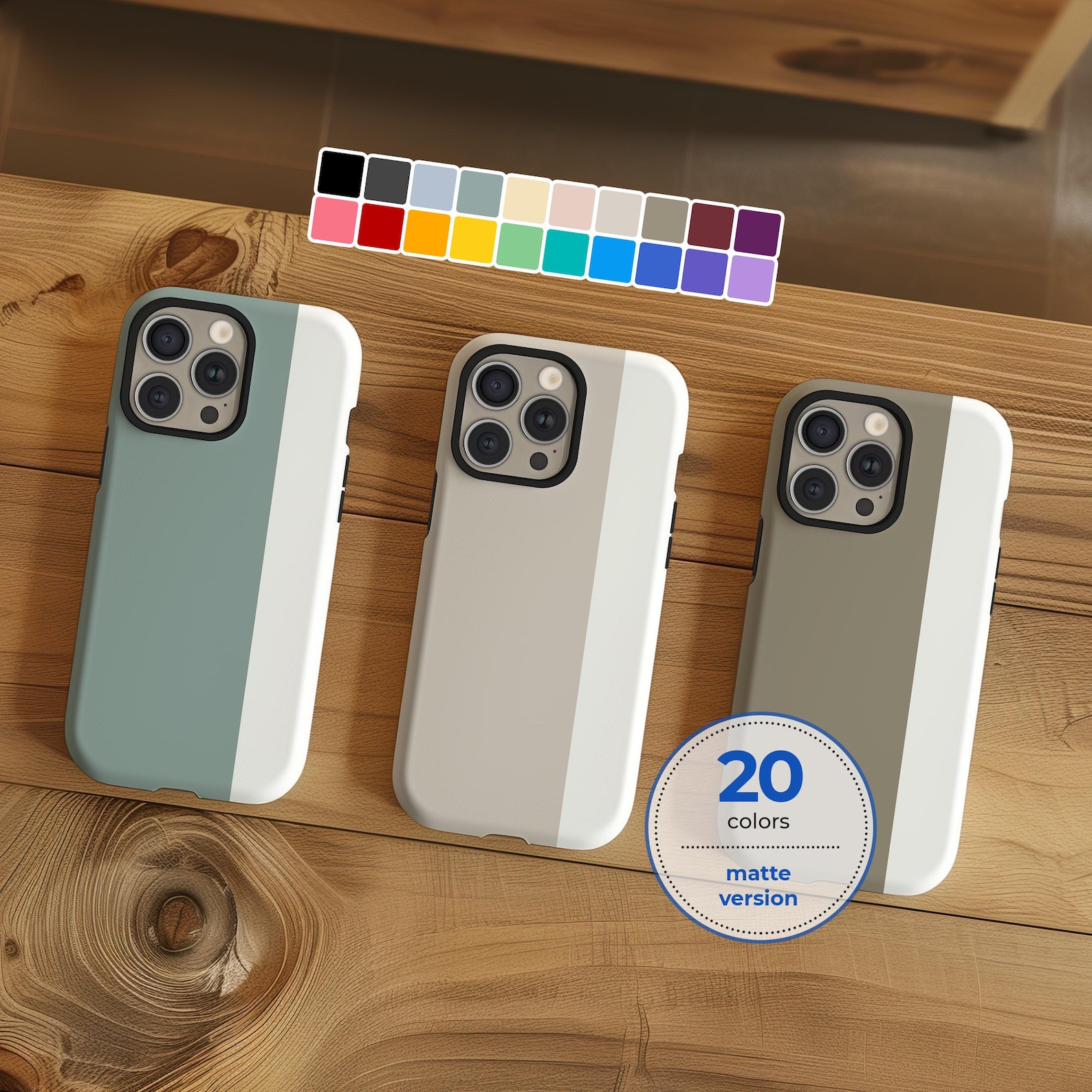 Minimalist Vertical Two-tone Matte Phone Case Cover for iPhone 17 16 15 ...