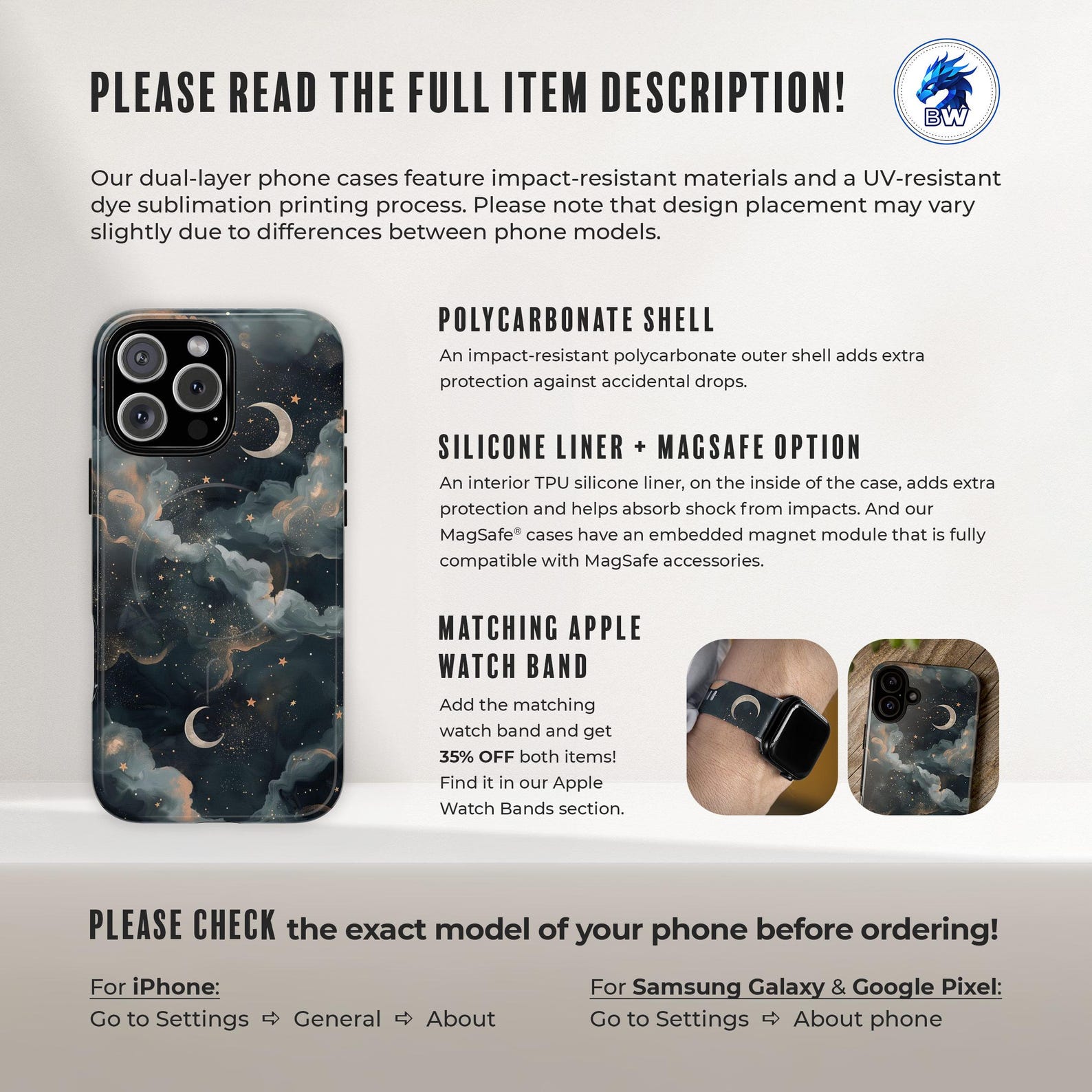 Stars and Moons Astral Surreal Celestial Phone Case for iPhone 17 16 15 ...