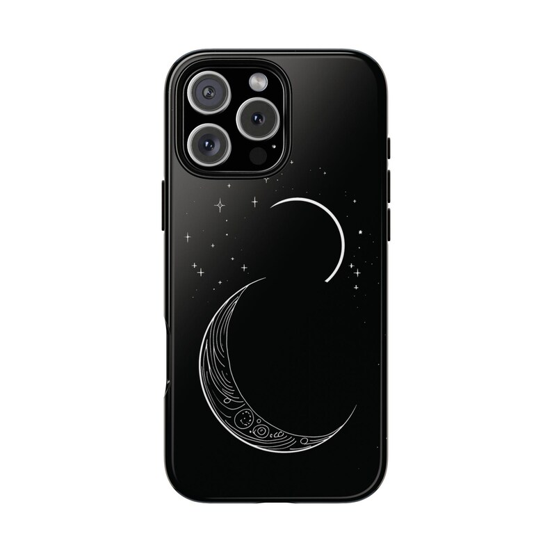 Crescent Moon on Black Boho Aesthetic Phone Case Cover for iPhone 8 X ...