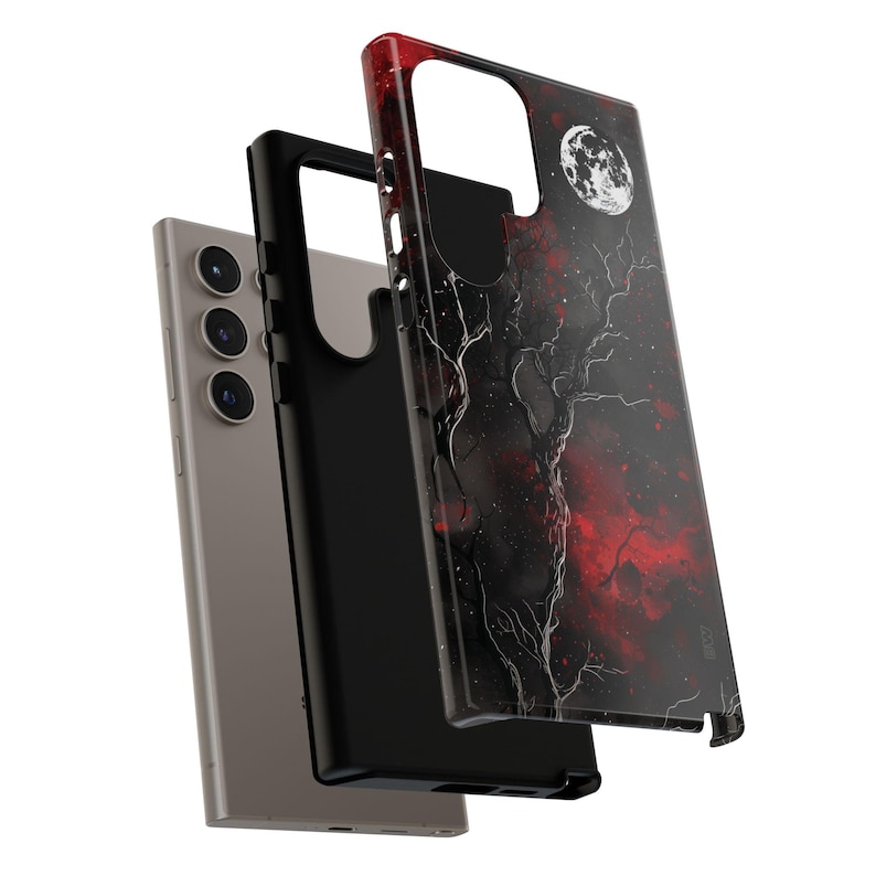 Full Moon Bloody Tree Gothic Aesthetic Phone Case for iPhone 16 15 14 ...