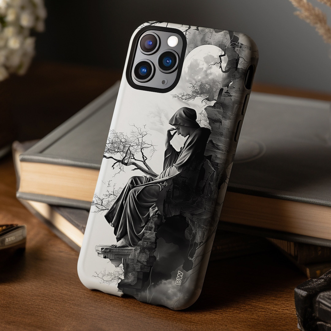 Dark Academia Thinker Gothic Aesthetic Phone Case for iPhone 15 14 13 ...