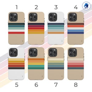 Vintage 70s Horizontal Matte Retro Stripes Phone Case for iPhone 16 15 ...
