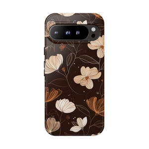 Chocolate Brown Floral Aesthetic Phone Case Cover for iPhone 16 15 14 ...