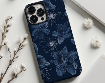 Navy Blue Phone Case Dark Blue Cover for iPhone 16, 15, 14, 13, 12, 11 ...