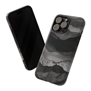 Black and Gray Marble Print Ink Swirl Phone Case Cover for iPhone 8 X ...
