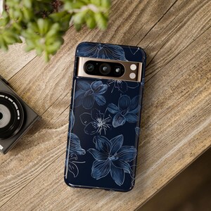 Navy Blue Floral Aesthetic Phone Case Cover for iPhone 8 X XR XS 11 12 ...
