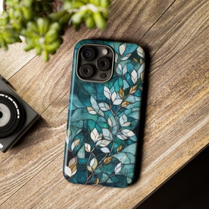 White Leaf Mosaic Stained Glass Aesthetic Phone Case for iPhone 8 X XR ...