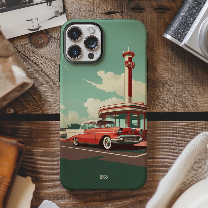 Vintage 1950s Diner Retro 50s Aesthetic Phone Case for iPhone 15 14 13 ...