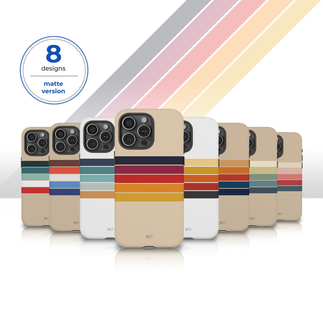Vintage 70s Horizontal Matte Retro Stripes Phone Case for iPhone 15 14 ...