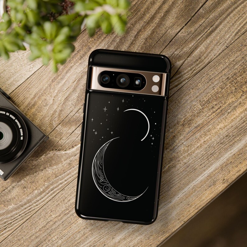 Crescent Moon on Black Boho Aesthetic Phone Case Cover for iPhone 8 X ...