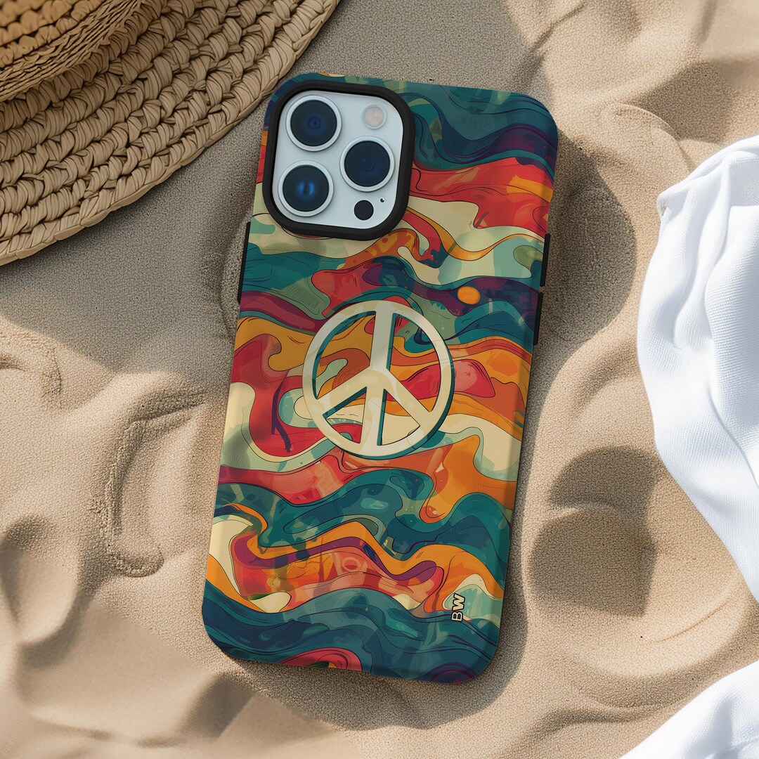 1960s Hippie Peace Sign Retro 60s Aesthetic Phone Case for iPhone 8 X ...
