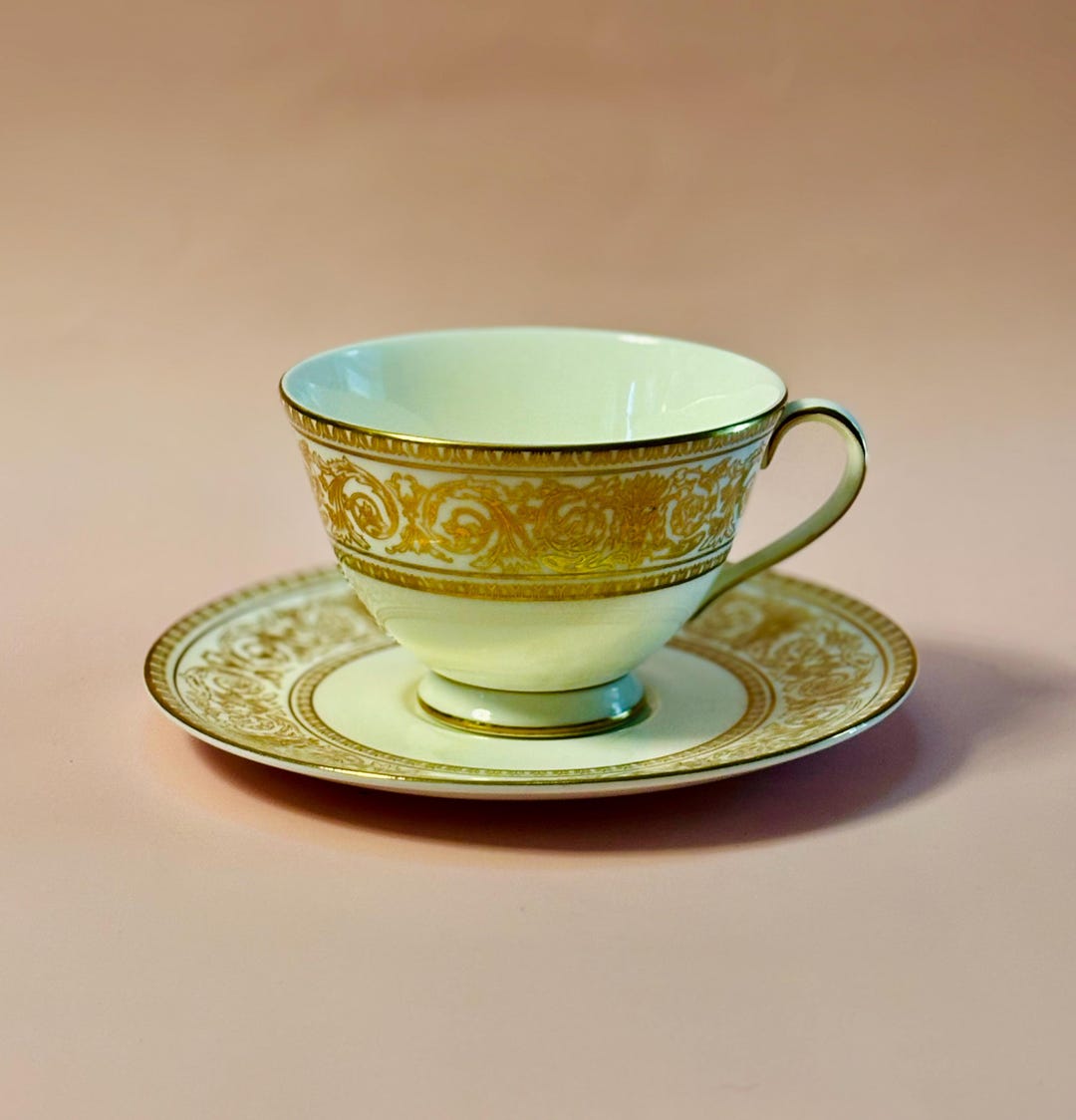 Royal Doulton Sovereign Gold Scroll and Leaf Rim Teacup and Saucer - Etsy