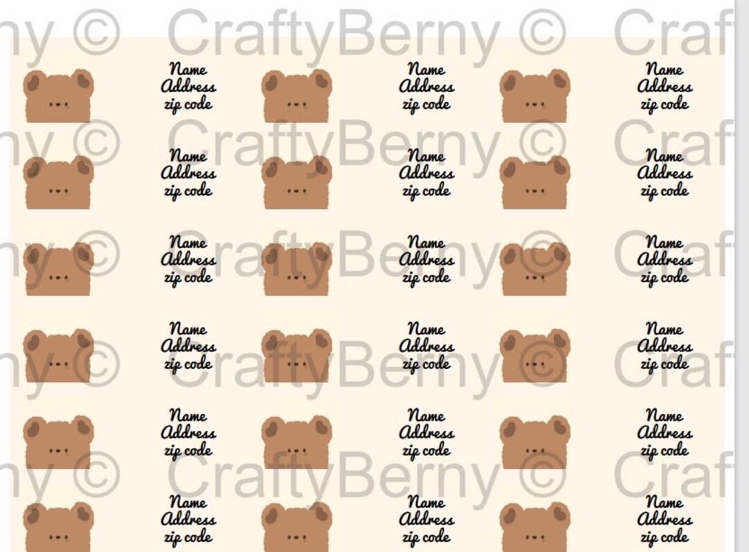 Cute Bear Address Mailing Labels - Etsy