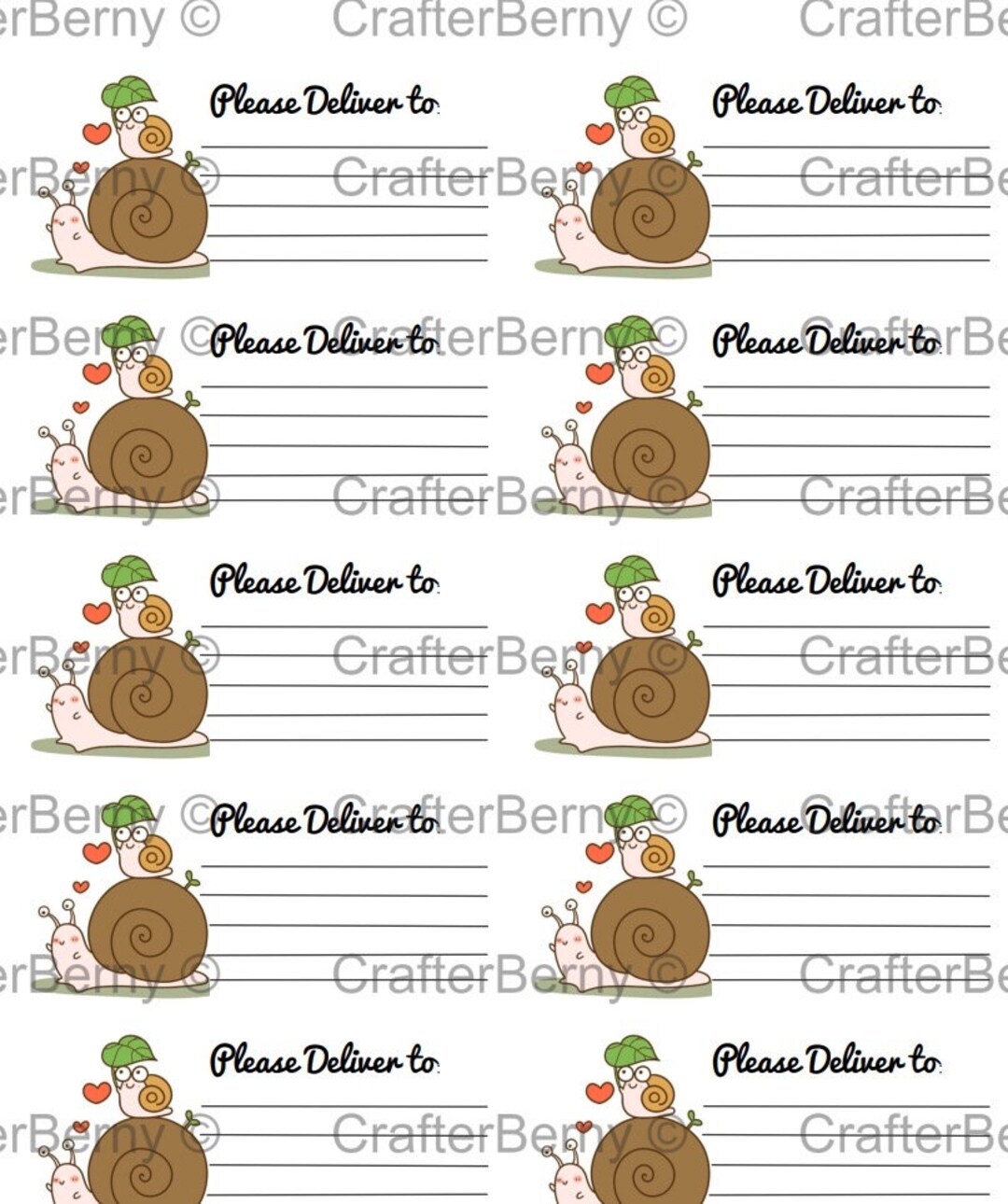 Cute Snail Please Deliver to PDT Labels - Etsy