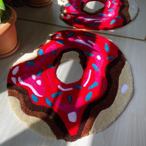 Handmade Tufted Donut Rug With Sprinkles, Fun and Whimsical Pink Floor ...