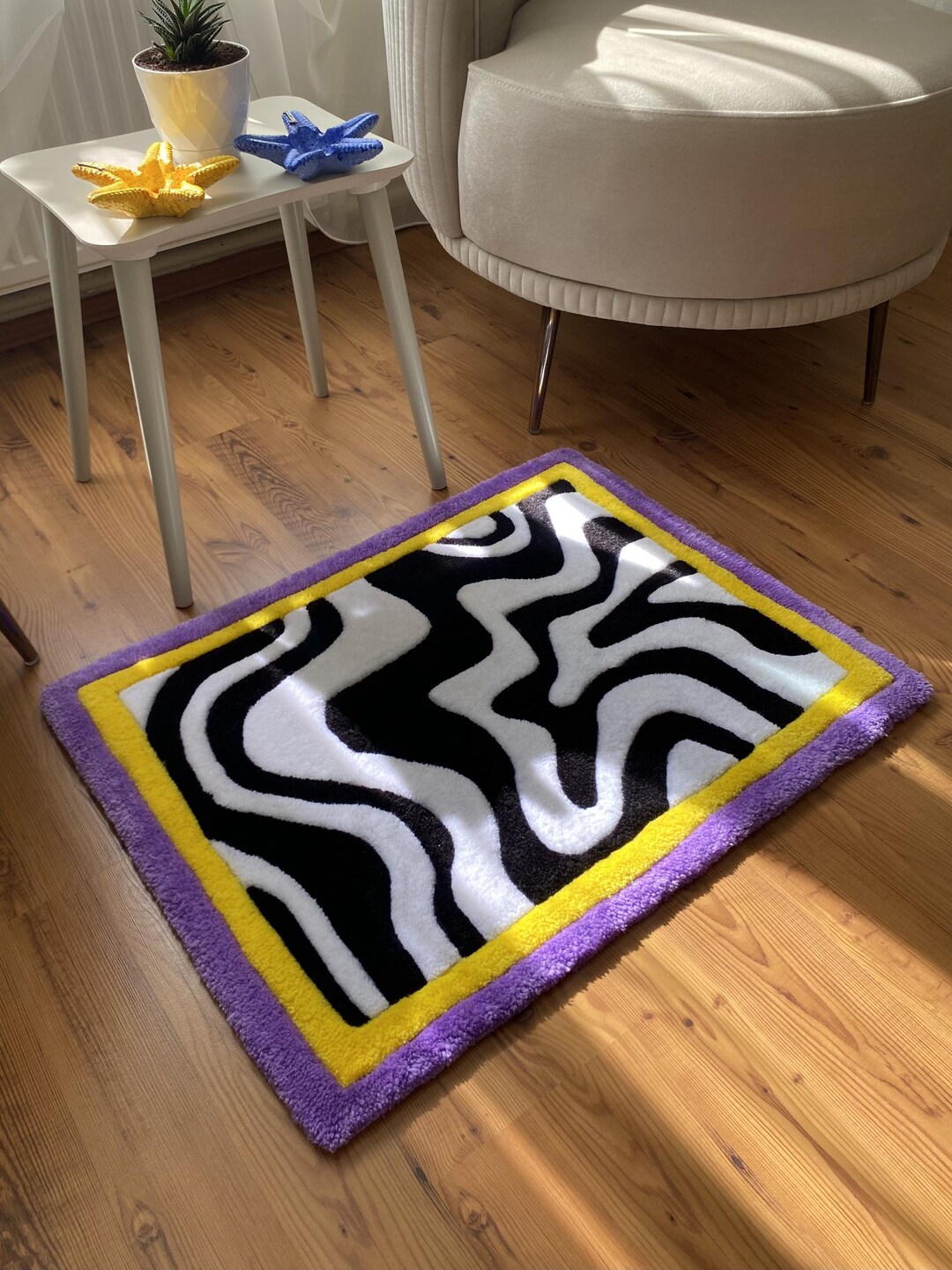 Unique Zebra Tufted Rugs, Fluffy Rugs, Handmade Irregular Rugs Y2k Room ...