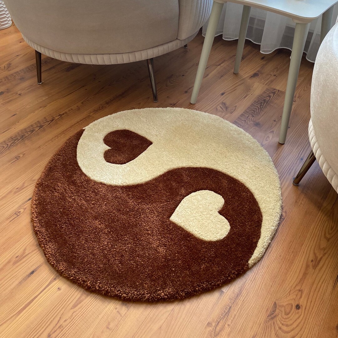Cool Ying Yang Tufted Rug, Washable Rug, Area Rugs, Handmade Round Rugs ...