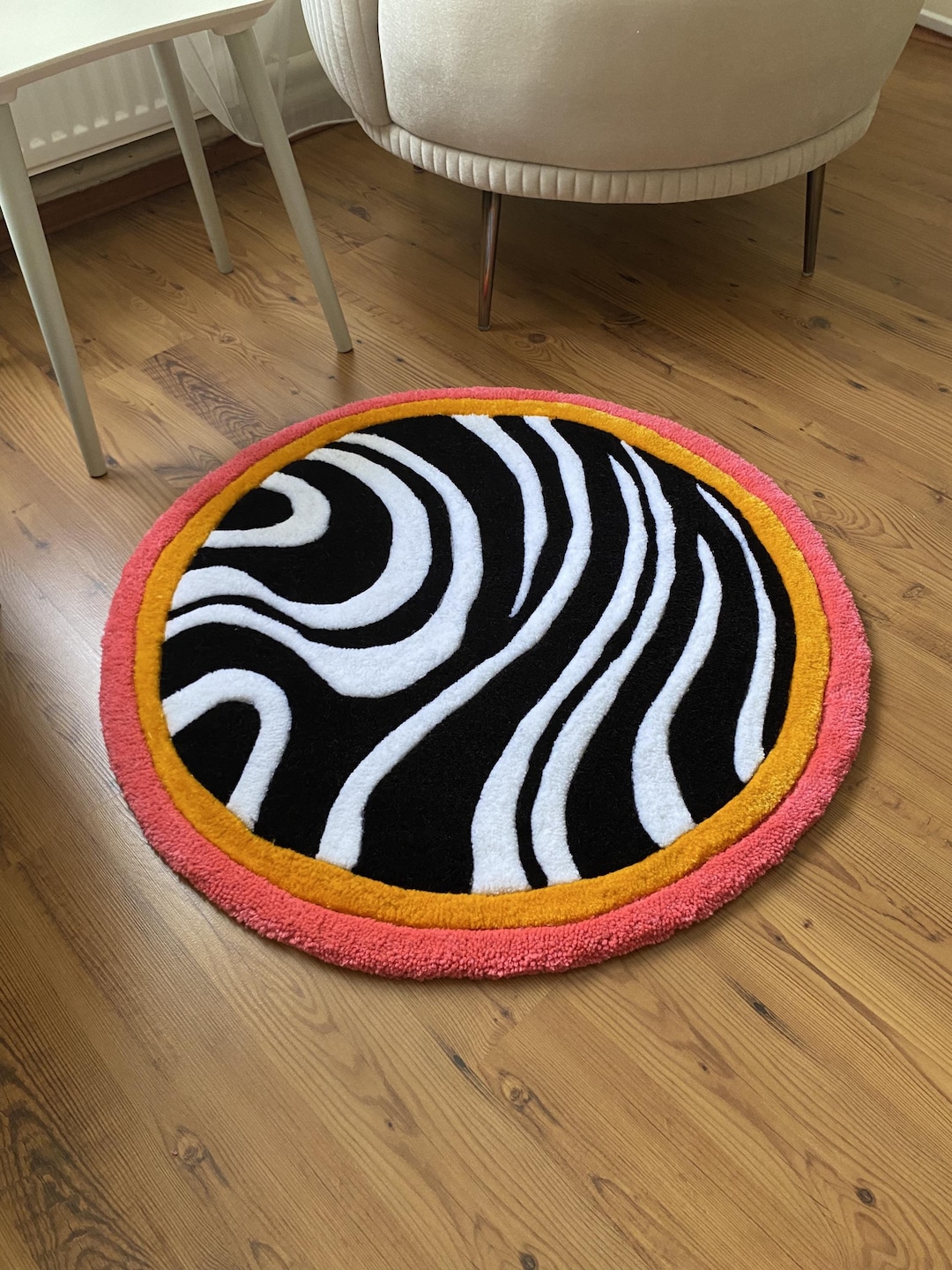 Zebra Tufted Rug, Handmade Colorful Rugs for Area Decor, Abstract Rug ...