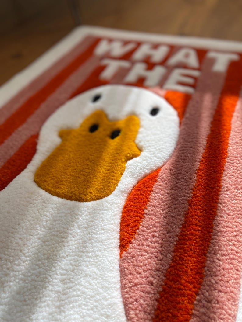What the Duck Tufted Rug, Funny Handmade Cartoon Duck Carpet, Quirky ...
