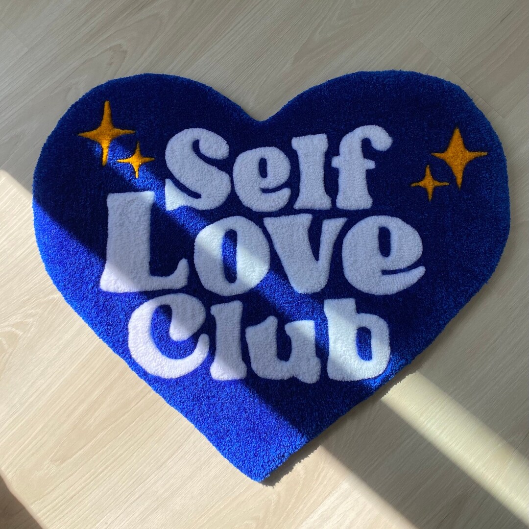 Self Love Club Tufted Rug, Unique Handmade Rug, Housewarming Gift Heart ...