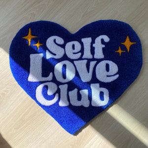 Self Love Club Tufted Rug, Unique Handmade Rug, Housewarming Gift Heart ...