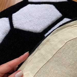 Handmade Soccer Ball Tufted Rug, Round Black and White Football Rug ...