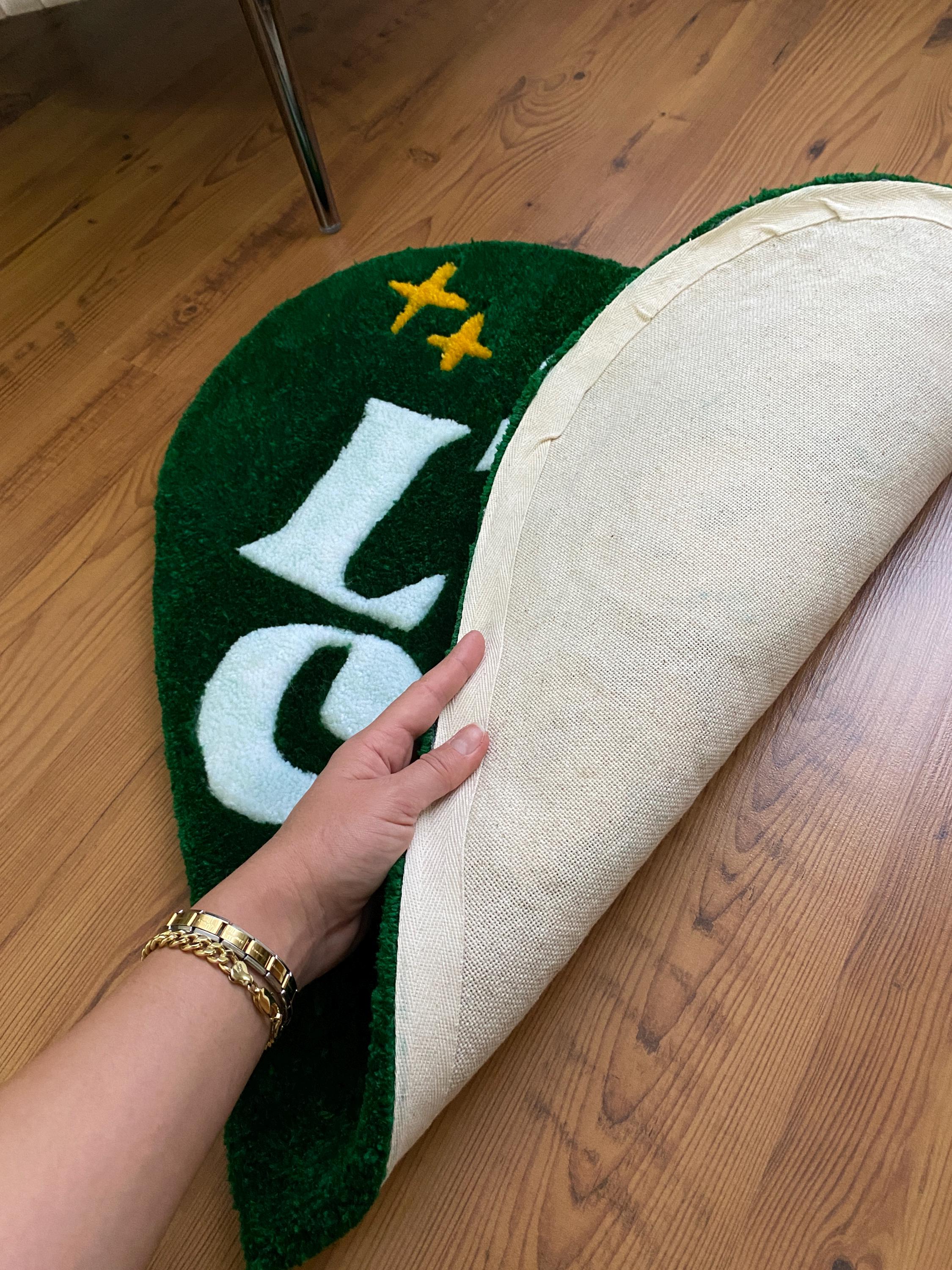 Self Love Club Tufted Rug / Green Heart Aesthetic Carpet for Cozy ...