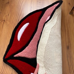 Handmade Sassy Lips Tufted Rug Funky Pop Art Tongue Out Floor Mat Bold ...