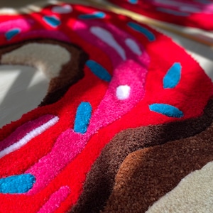 Handmade Tufted Donut Rug With Sprinkles, Fun and Whimsical Pink Floor ...