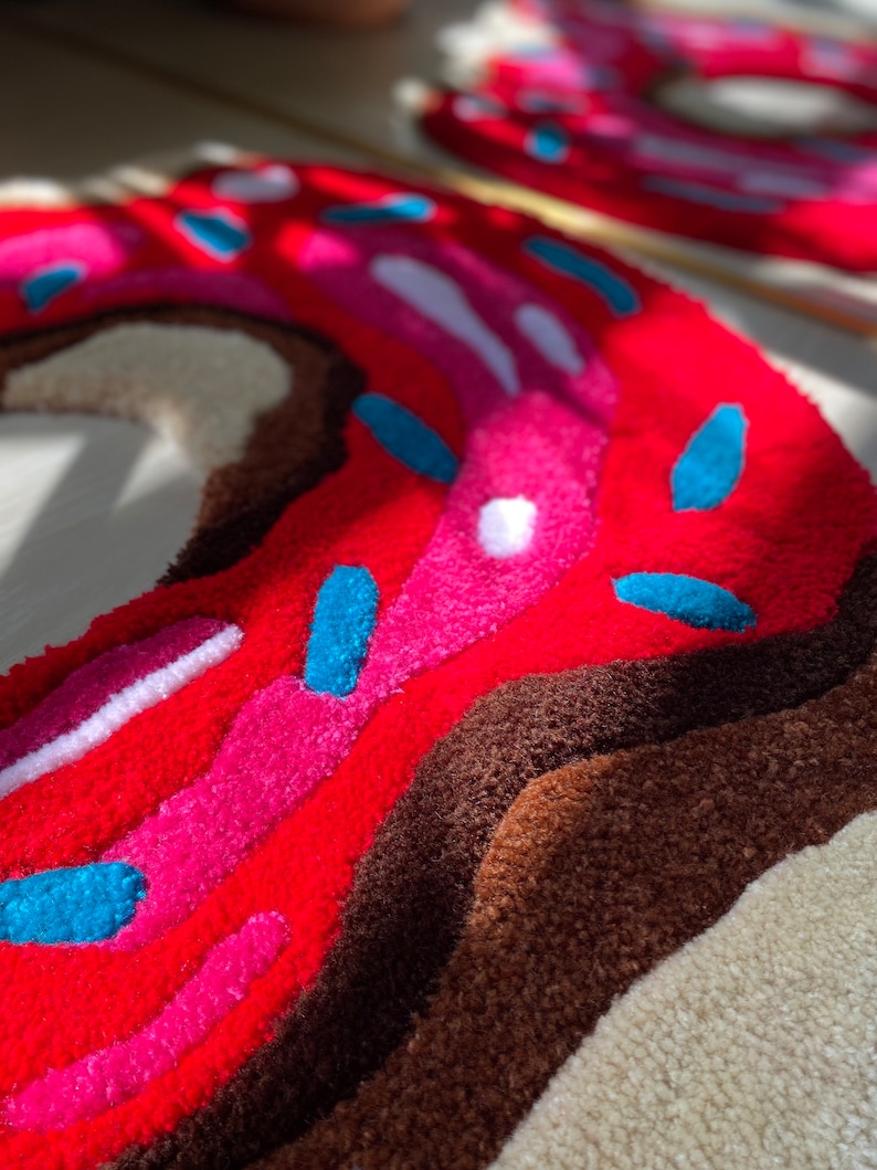 Handmade Tufted Donut Rug With Sprinkles, Fun and Whimsical Pink Floor ...