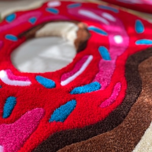 Handmade Tufted Donut Rug With Sprinkles, Fun and Whimsical Pink Floor ...