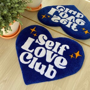Self Love Club Tufted Rug, Unique Handmade Rug, Housewarming Gift Heart ...