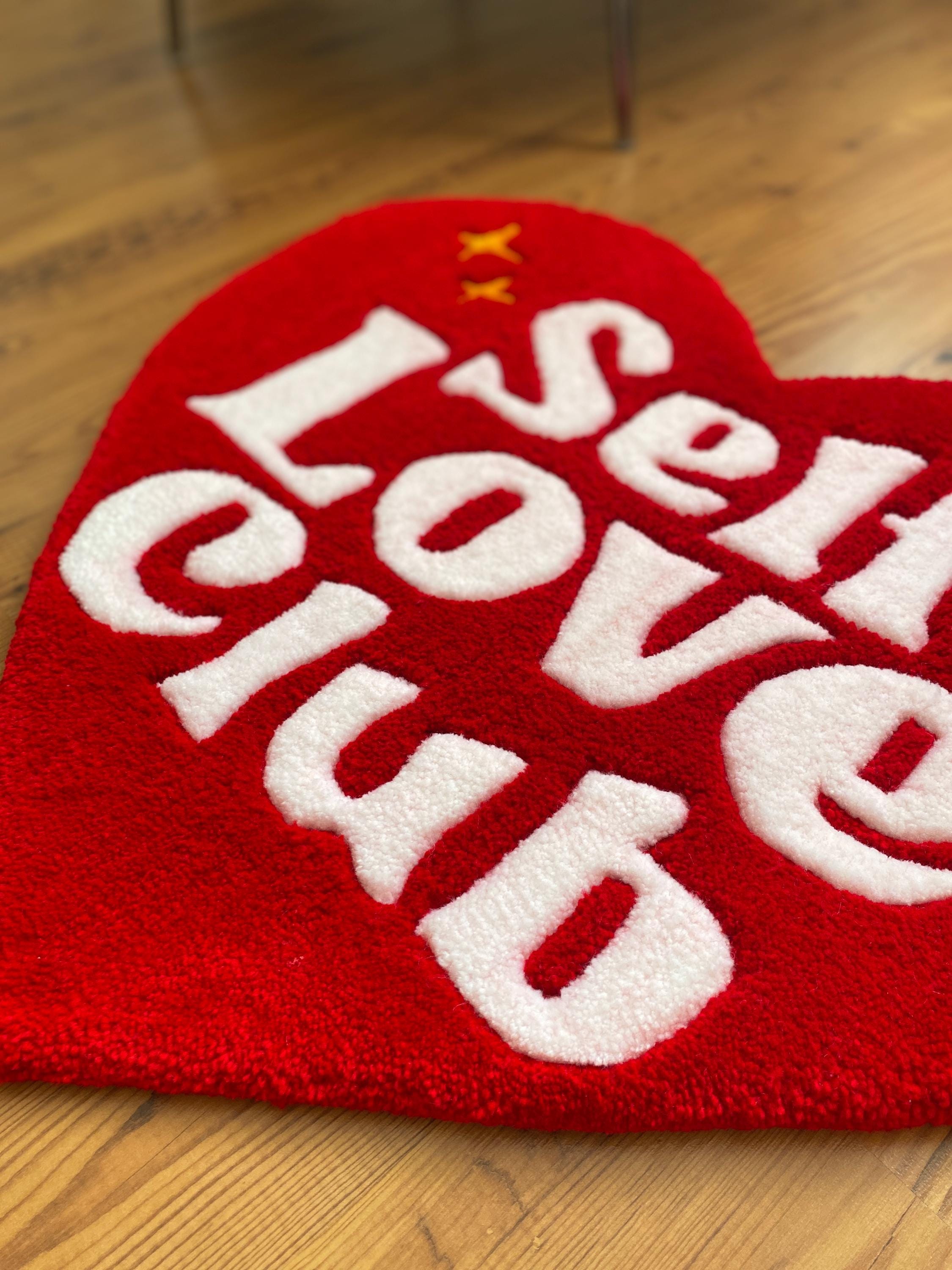 Handmade Self Love Club Heart Rug, Cozy Red Tufted Valentine’s Day Gift ...