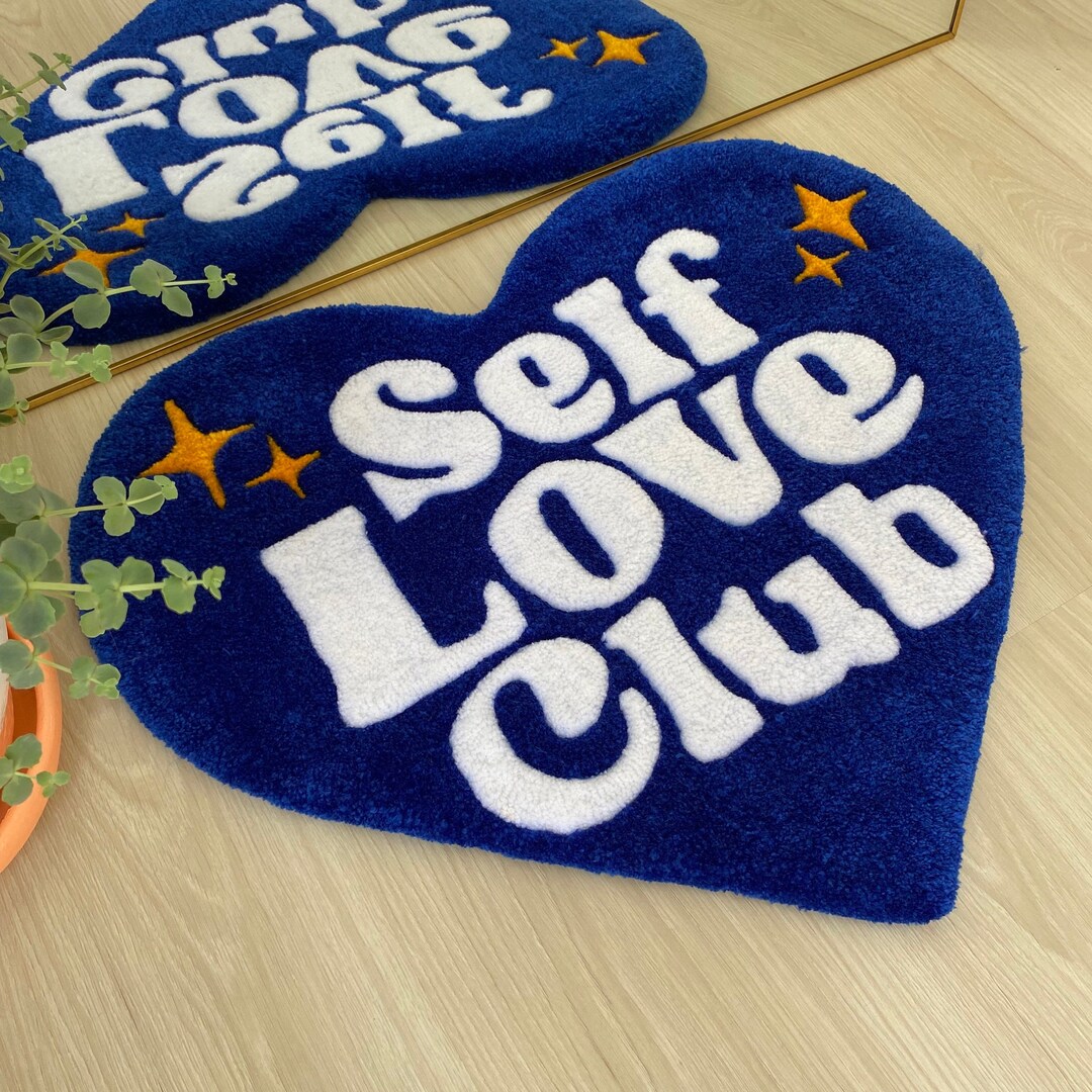 Self Love Club Tufted Rug, Unique Handmade Rug, Housewarming Gift Heart ...