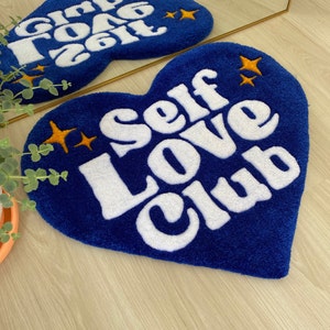 Blue Heart Self Love Club Rug / Handmade Tufted Carpet, Cozy Room Decor ...