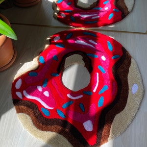 Handmade Tufted Donut Rug With Sprinkles, Fun and Whimsical Pink Floor ...